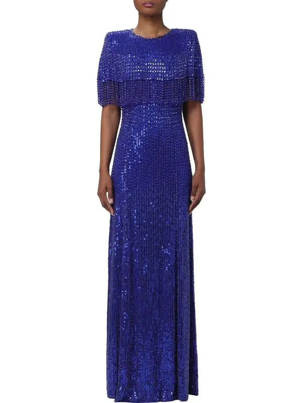 Jenny Packham Embellished Sequined Maxi Gown - Blue