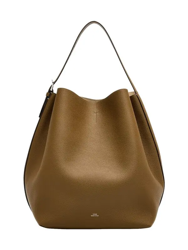 TOTEME Belted Leather Tote Bag - Dark Taupe