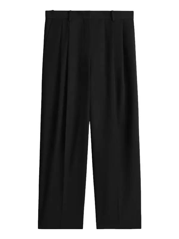 Cos Relaxed Twill Wide-leg Pants - Black