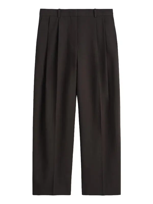Cos Relaxed Twill Wide-leg Pants - Brown