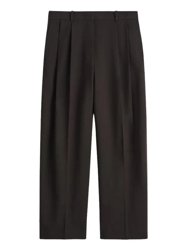 Cos Relaxed Twill Wide-leg Pants - Brown
