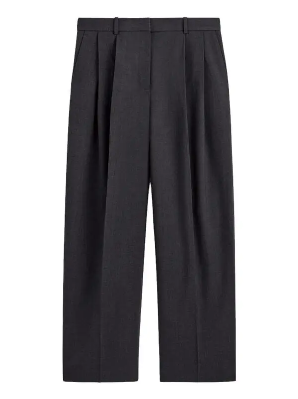 Cos Relaxed Twill Wide-leg Trousers - Dark Grey