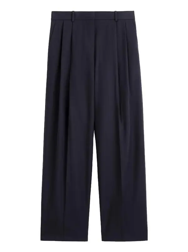 Cos Relaxed Twill Wide-leg Trousers - Navy