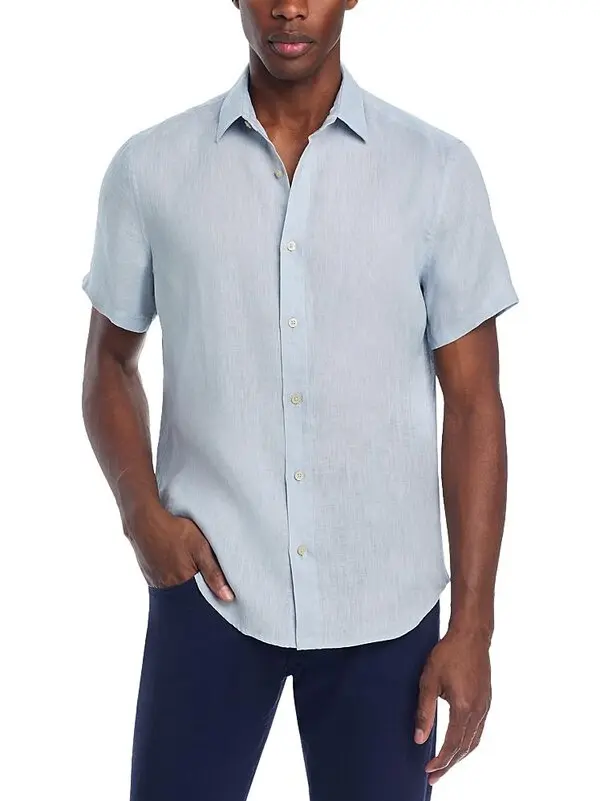 Bloomingdale'S Short Sleeve Linen Shirt In Exclusive - Powder Blue