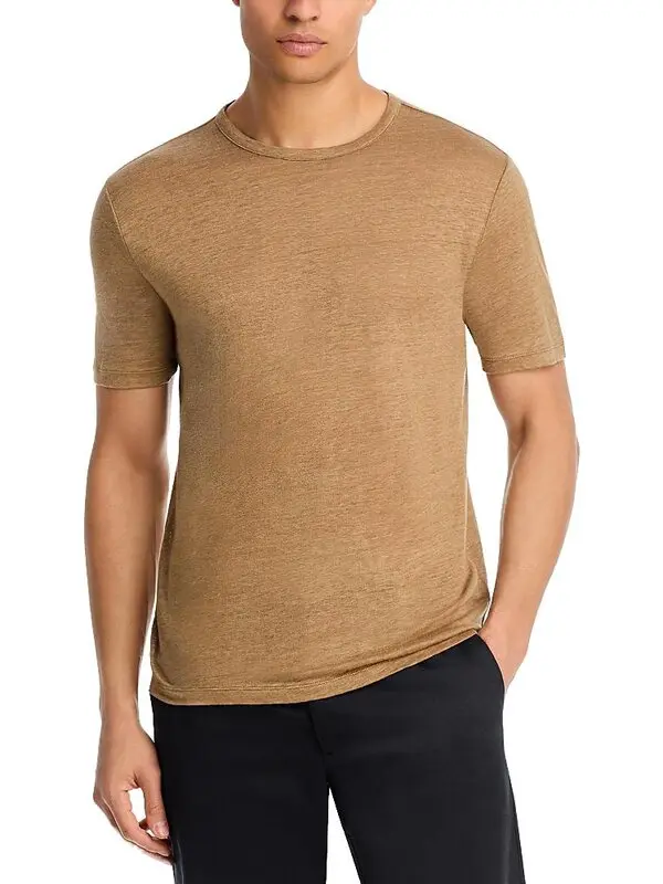 Vince Linen Short Sleeve Crewneck Tee - Caramel Desert