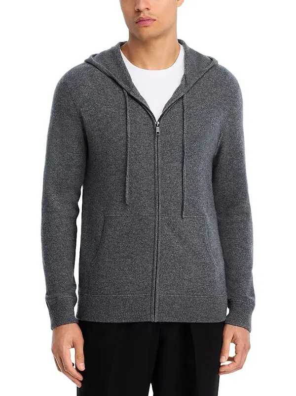 Bloomingdale'S Cashmere Zip Front Hoodie - Asphalt
