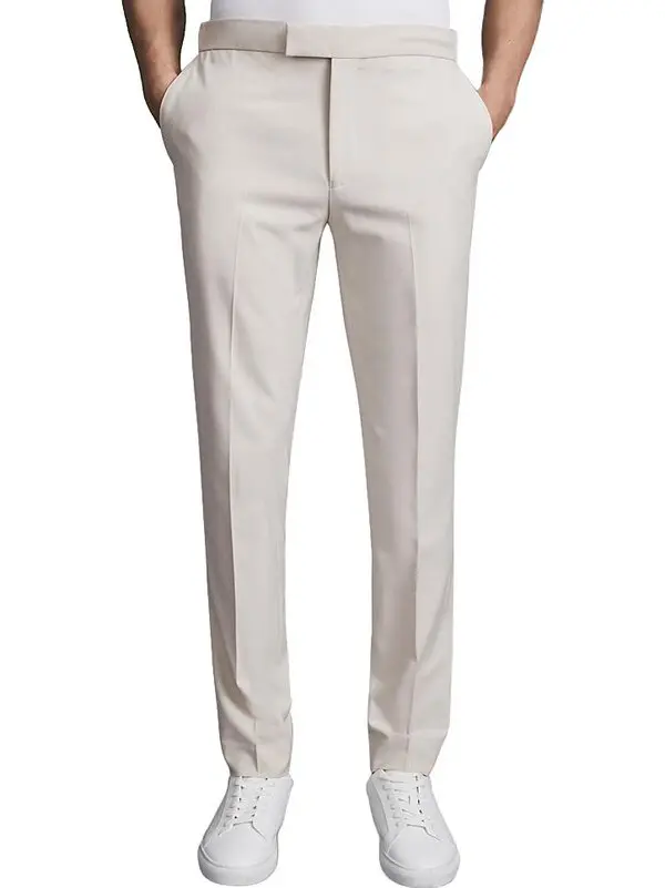 REISS Slim-fit Drawcord Pants - Stone