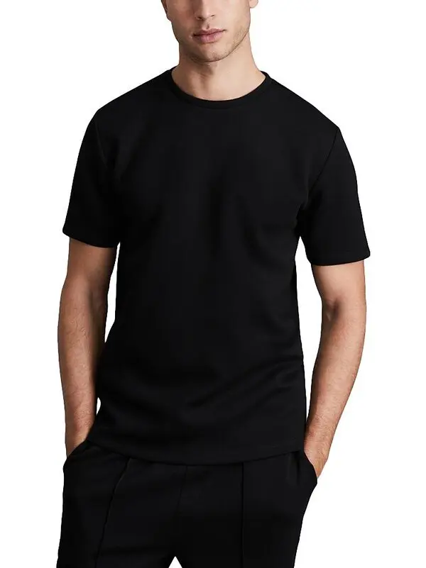 REISS Bradley Interlock Slim Fit Crewneck Tee - Black