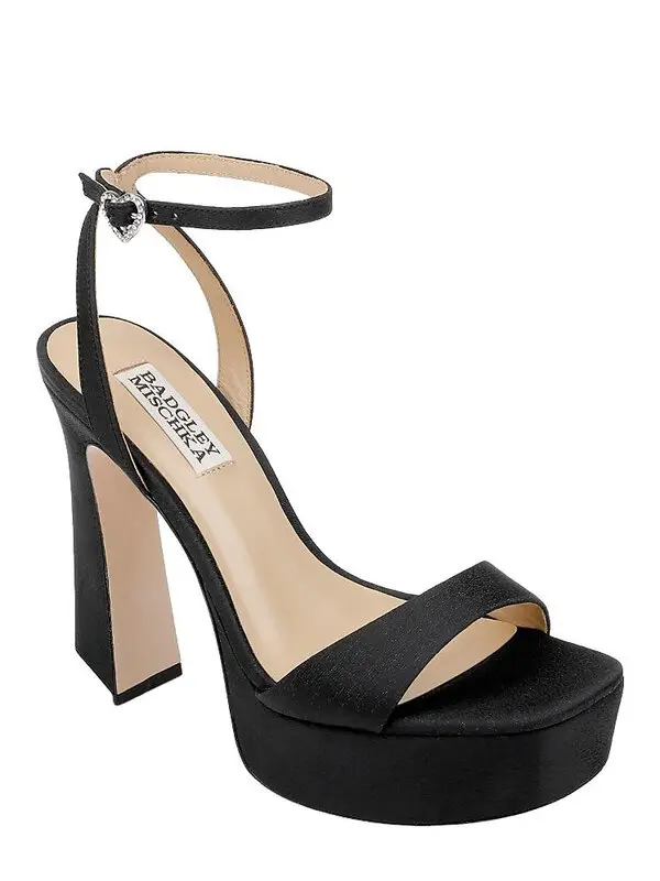 Badgley Mischka Caia Platform Sandals - Black Crepe