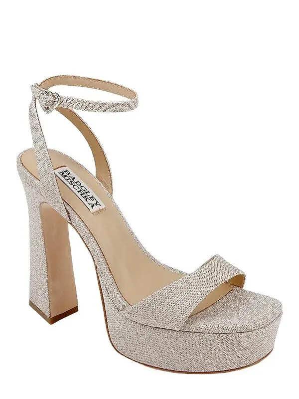 Badgley Mischka Caia Platform Sandals - Gold Glitter