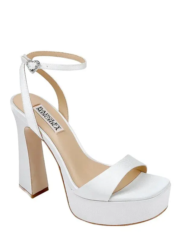 Badgley Mischka Caia Platform Sandals - White Crepe