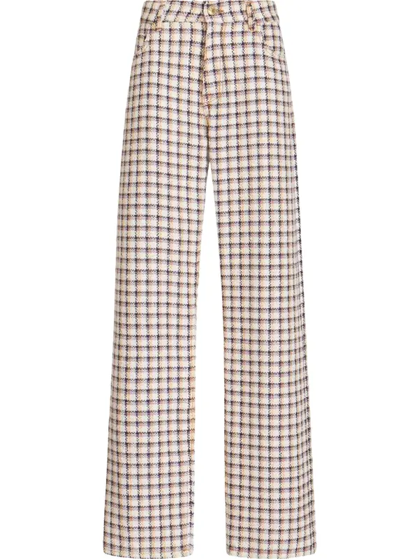 Etro Check Jacquard Wide-leg Trousers - White