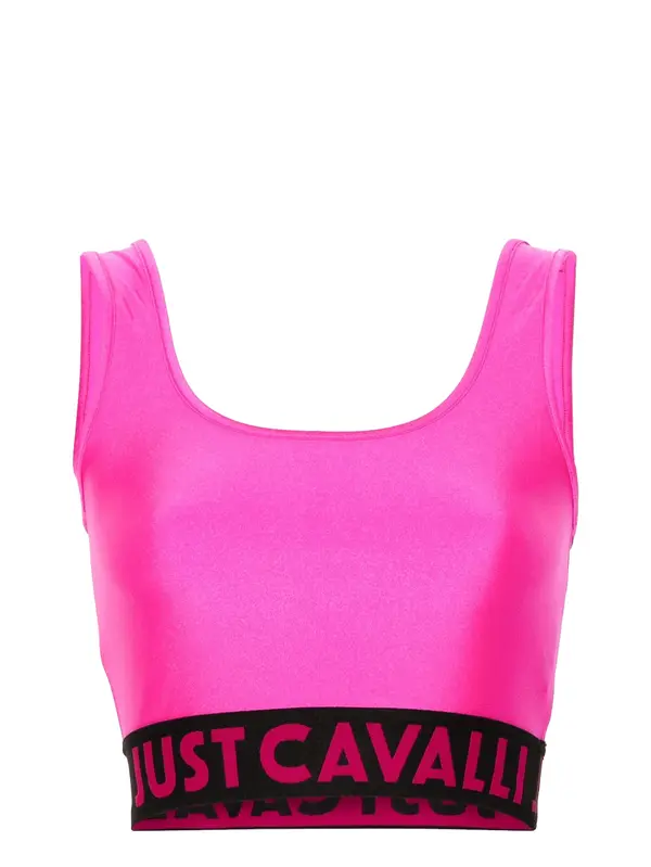 Just Cavalli Logo-waistband Cropped Top - Pink