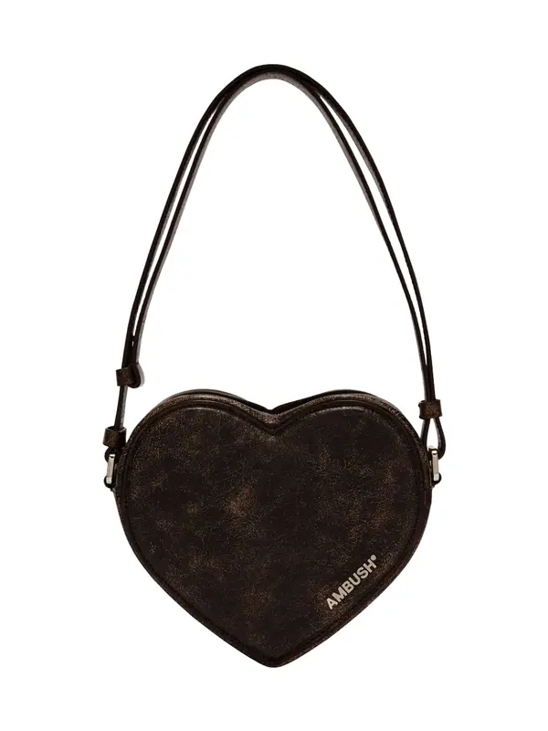 AMBUSH Heart Leather Shoulder Bag - Black