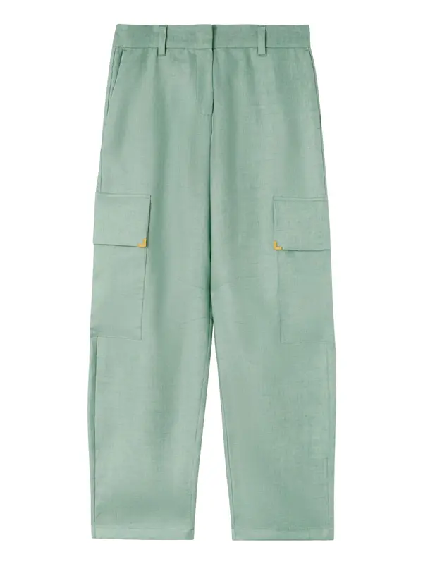 Palm Angels Carrot-cut Linen Trousers - Green