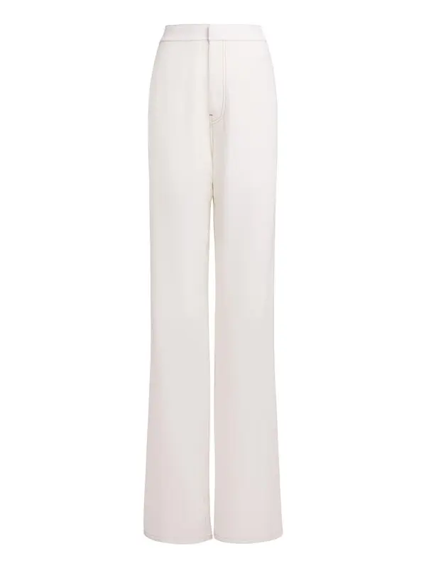 Alaïa Fluid Wool-blend Straight-leg Trousers - Ivory