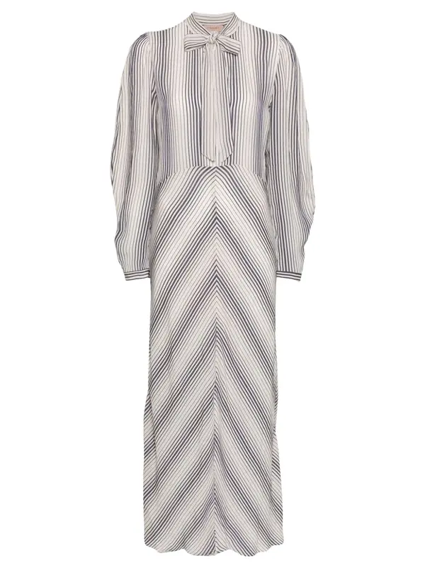 TWINSET Striped V-neck Shirt Dress - Neutrals