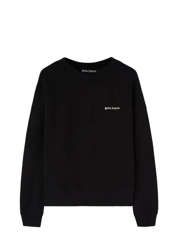 Palm Angels Logo-embroidered Cotton Sweatshirt - Black