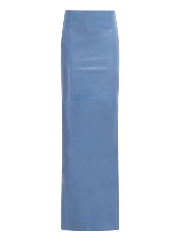 Marni Rear-slit Leather Maxi Skirt - Blue
