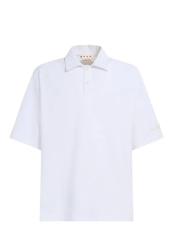 Marni Logo-patch Cotton Polo Shirt - White