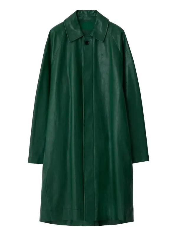 Burberry Long Leather Coat - Green