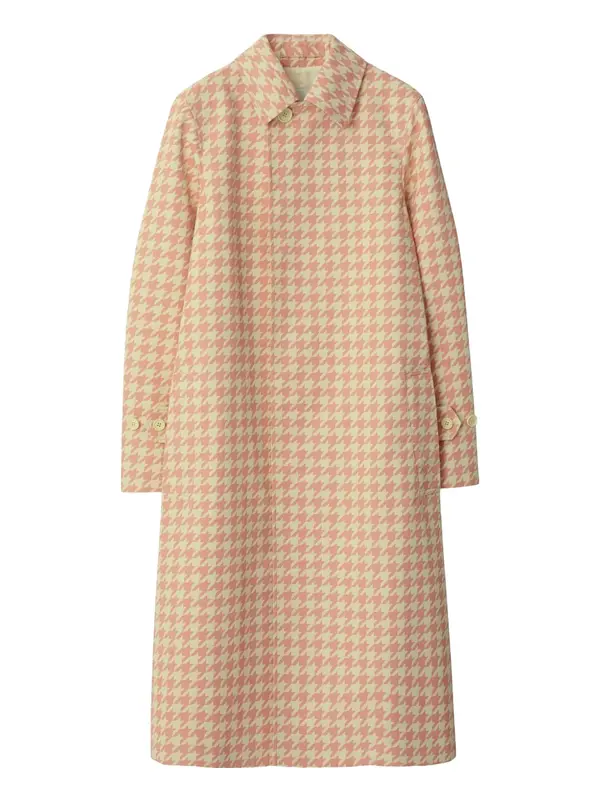 Burberry Check Pattern Long Coat - Pink