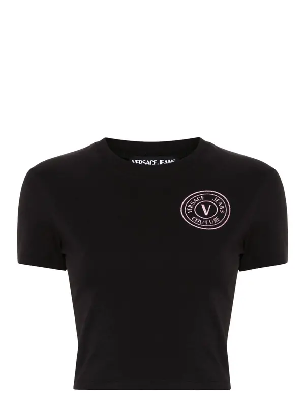 Versace V-emblem Glittered T-shirt - Black