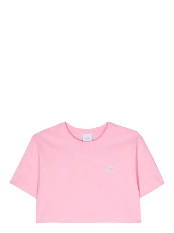 Patou Logo-embellished Cropped T-shirt - Pink