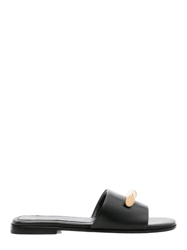 LANVIN Haute Sequence Leather Slides - Black