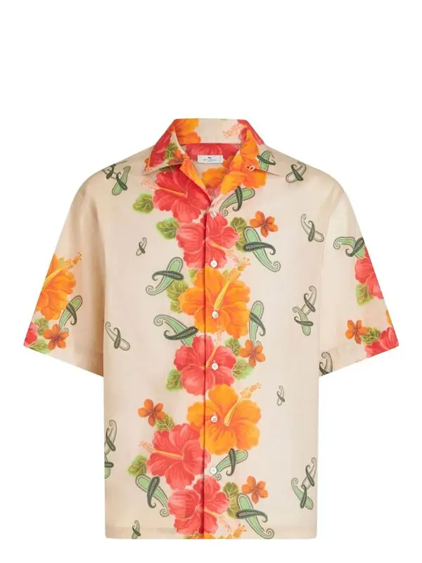 Etro Floral-print Cotton Shirt - Neutrals