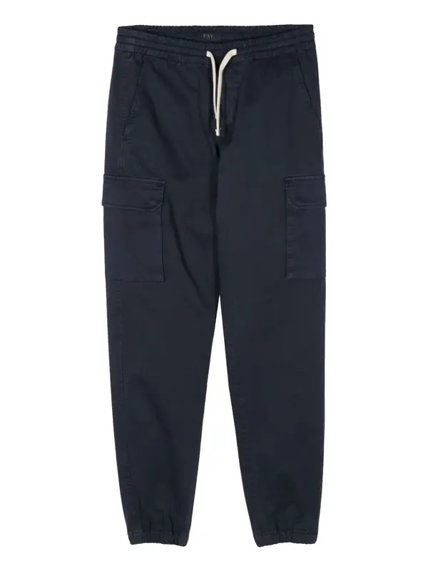 FAY Cotton Tapered Cargo Trousers - Blue