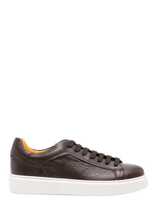 DOUCAL'S Logo-patch Leather Sneakers - Brown