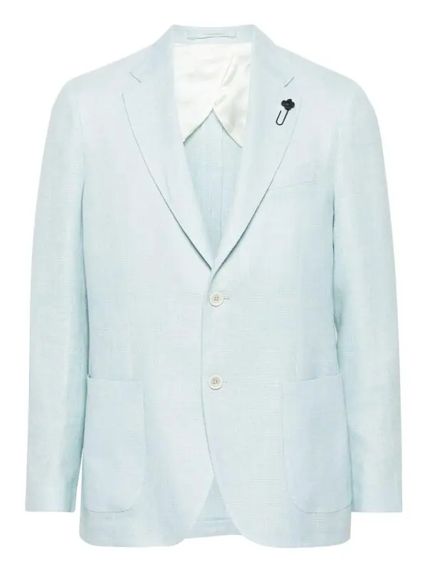 LARDINI Intertwined Linen-blend Blazer - Blue