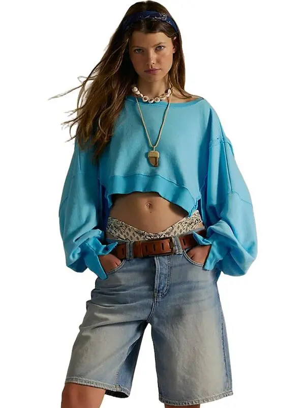 Free People We The Free Camden Cropped Sweatshirt - Splish Splash