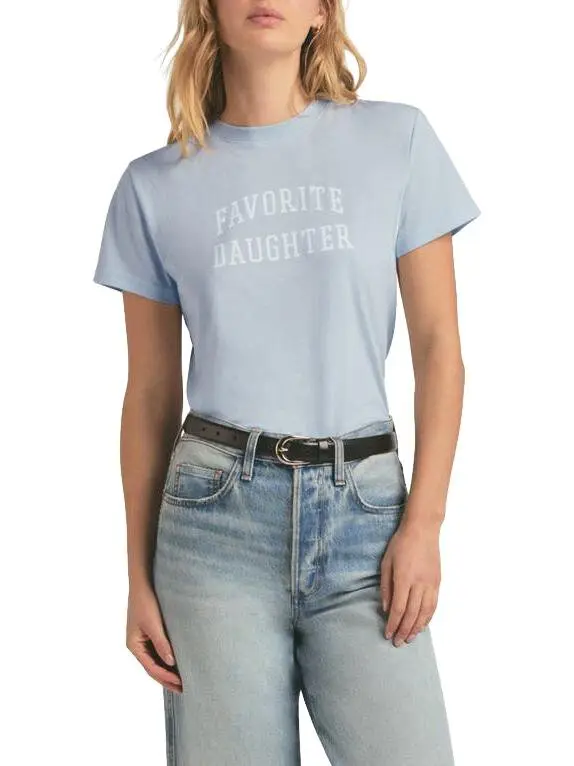 FAVORITE DAUGHTER Cropped Collegiate T-shirt - Baby Blue