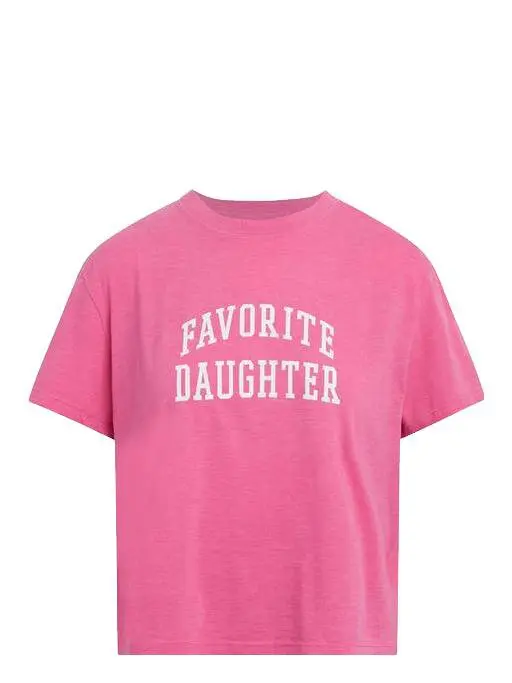 FAVORITE DAUGHTER Cropped Collegiate T-shirt - Deep Rose