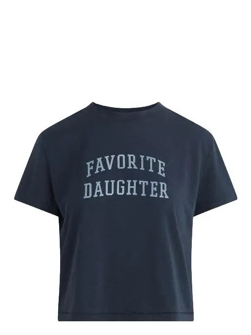 FAVORITE DAUGHTER Cropped Collegiate T-shirt - Navy