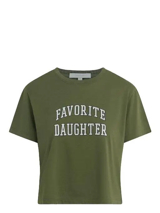 FAVORITE DAUGHTER Cropped Collegiate T-shirt - Smoketree/gardenia