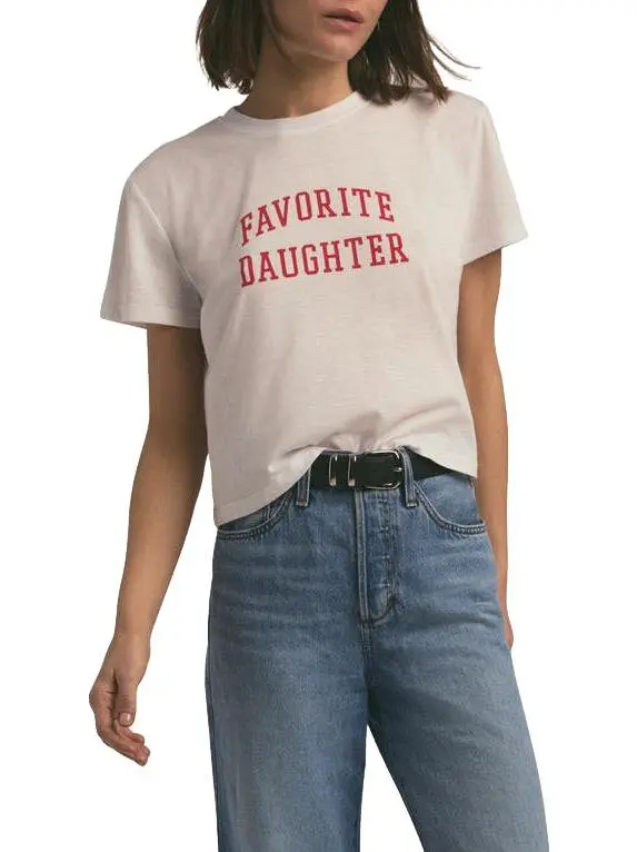 FAVORITE DAUGHTER Cropped Collegiate T-shirt - White Rouge