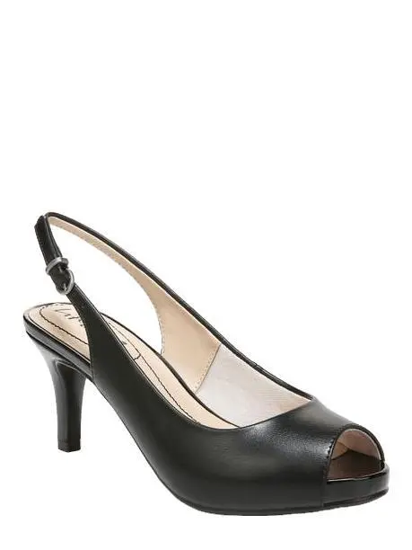 LIFESTRIDE Teller Slingback Peep Toe Pumps - Black