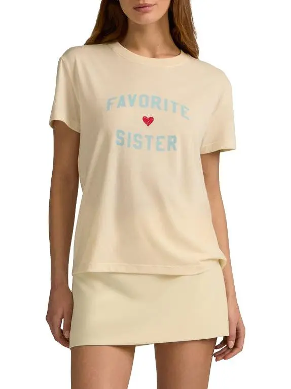 FAVORITE DAUGHTER Favorite Sister Graphic T-shirt - Gardenia/ Baby Blue