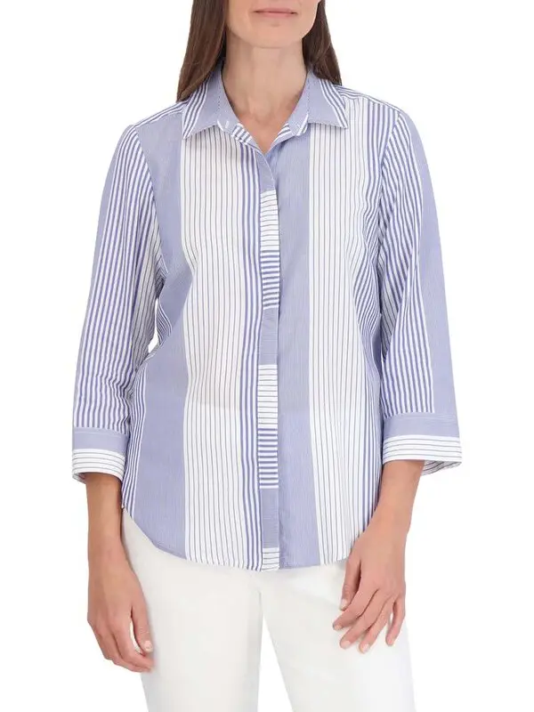 Foxcroft Luna Striped Shirt - Sapphire