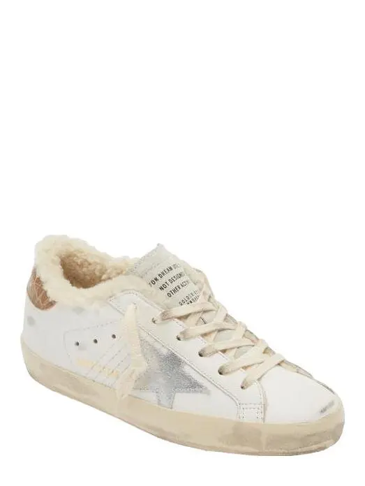 GOLDEN GOOSE Super-star Shearling-lined Sneakers - White/silver