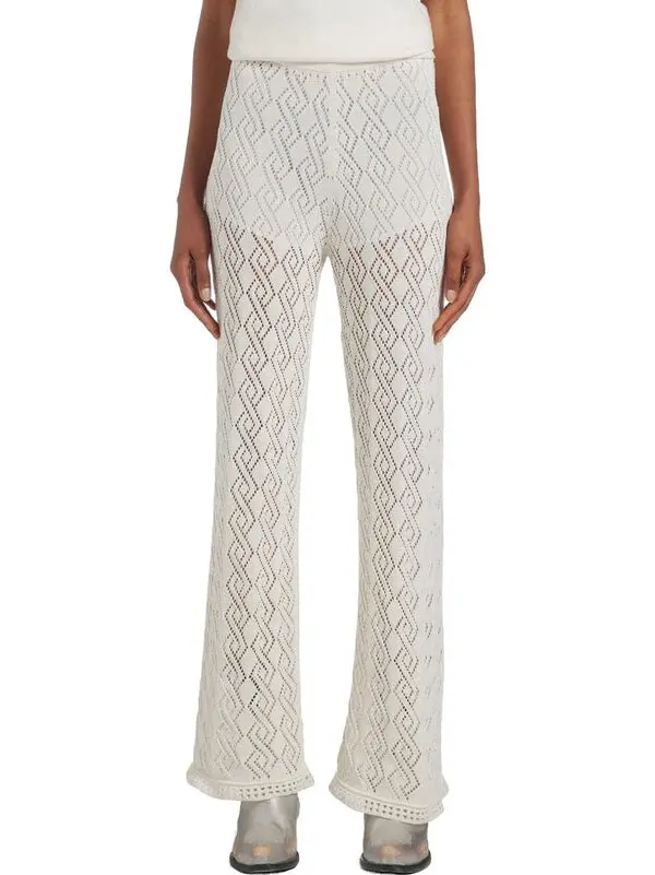 GOLDEN GOOSE Open Stitch Wide Leg Pants - Ecru