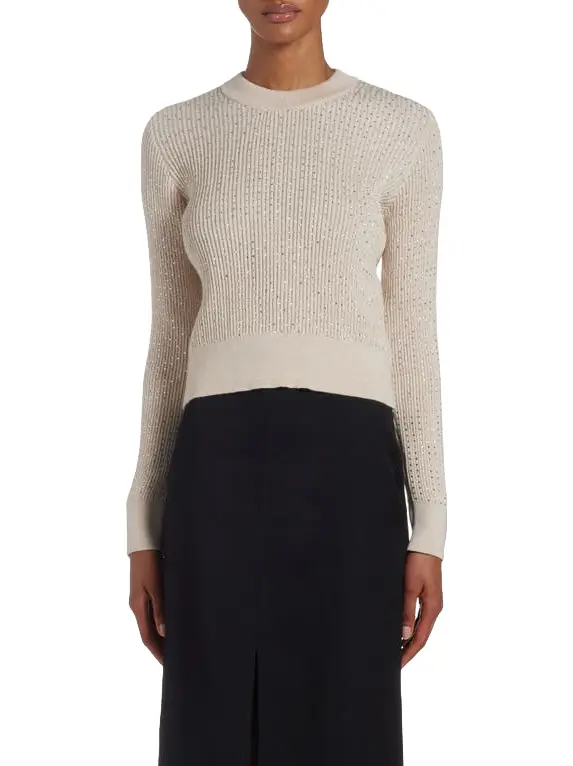 GOLDEN GOOSE Crystal Embellished Virgin Wool Sweater - Beige