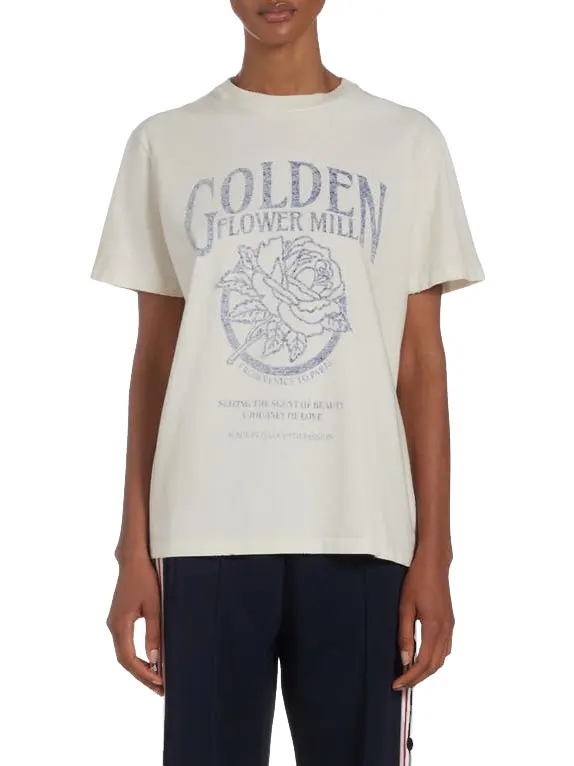 GOLDEN GOOSE Golden Flower Mill Graphic T-shirt - Heritage White