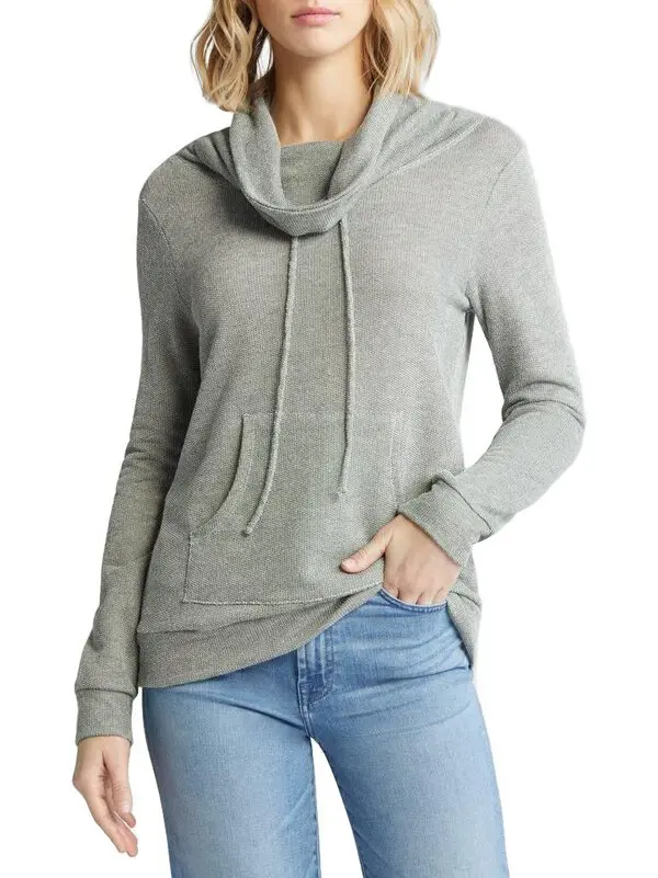 Loveappella Cowl Neck Pullover - Olive