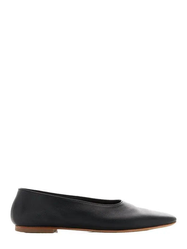 Staud Alba Leather Ballet Flats - Black
