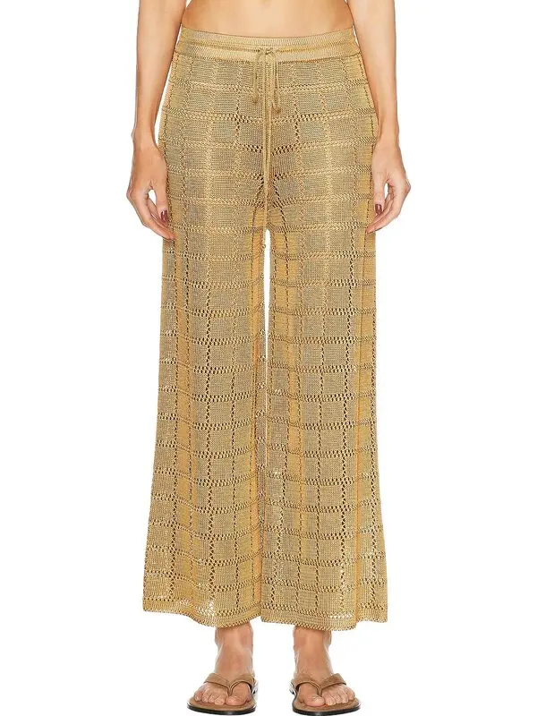 Calle Del Mar Crochet Patchwork Pant - Camel