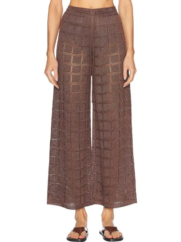 Calle Del Mar Crochet Patchwork Pant - Chocolate
